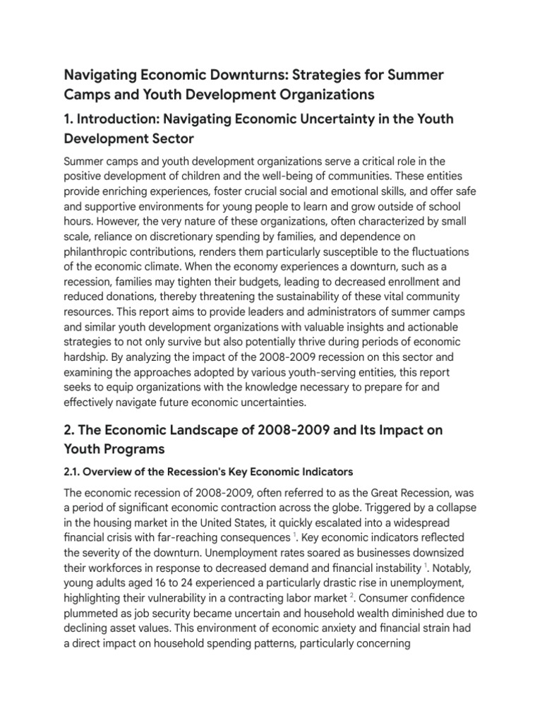 Navigating Economic Downturns - Strategies For Summer Camps and Youth ...