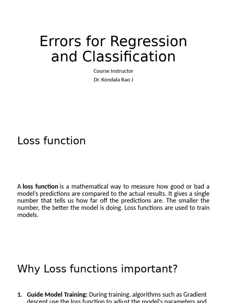 DL Lesson20 21 Loss Functions | PDF | Mean Squared Error | Loss Function