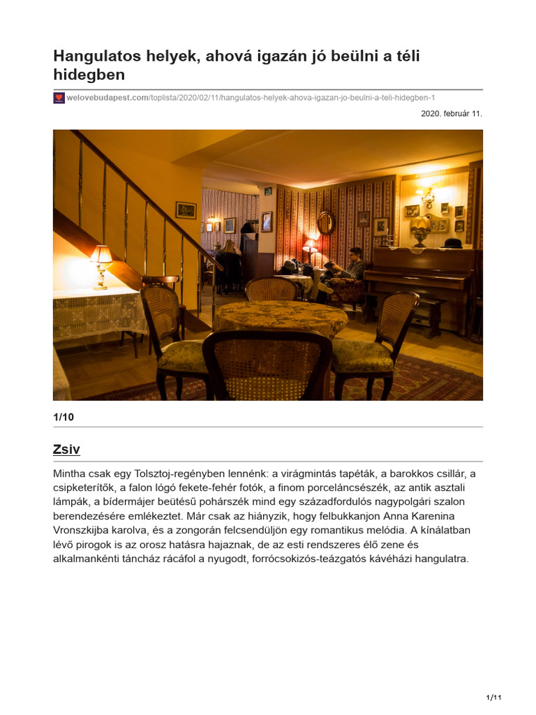 Hangulatos Helyek Ahová Igazán Jó Beülni A Téli Hidegben | PDF