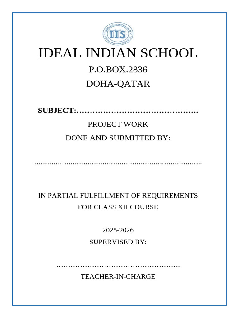 CBSE Project Format for Class XII | PDF