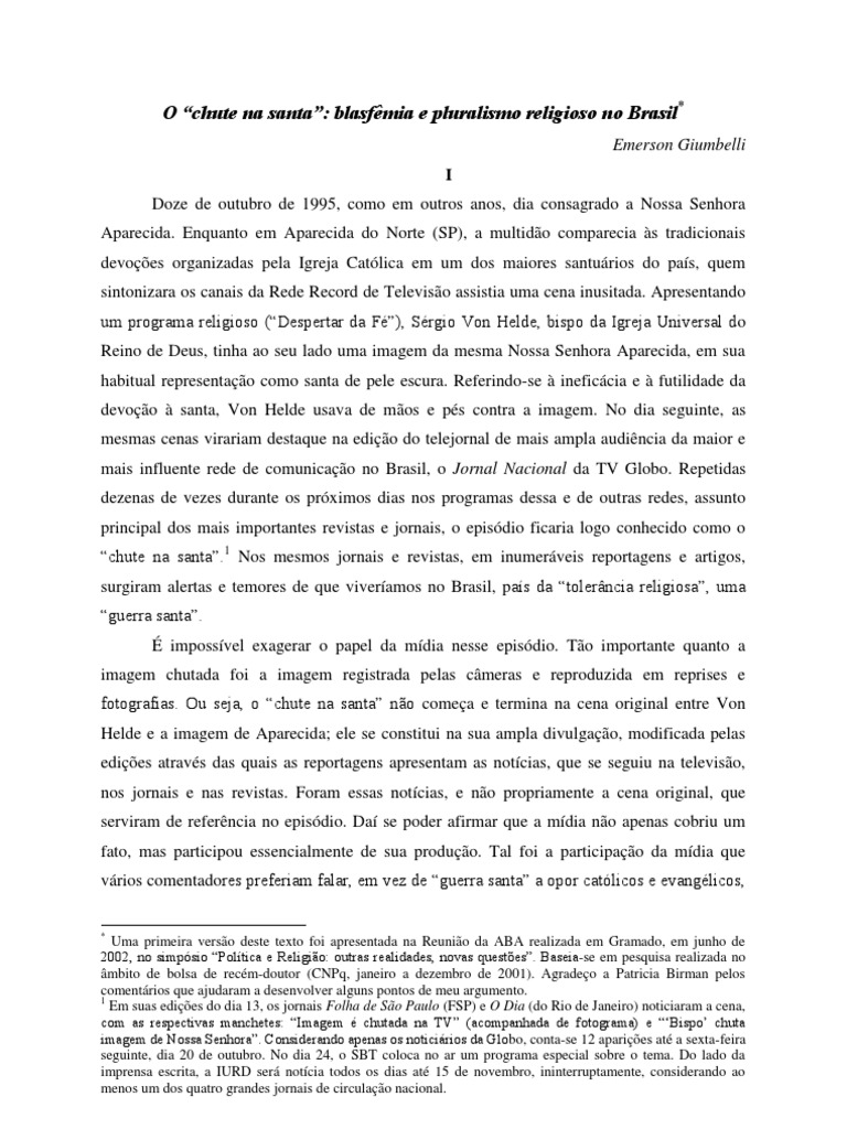 Chute Na Santa Giumbelli | PDF | Heresia | Blasfêmia