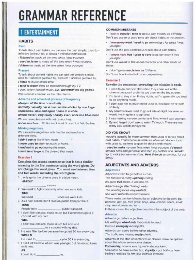 Outcomes SB B2 Grammar Reference | PDF