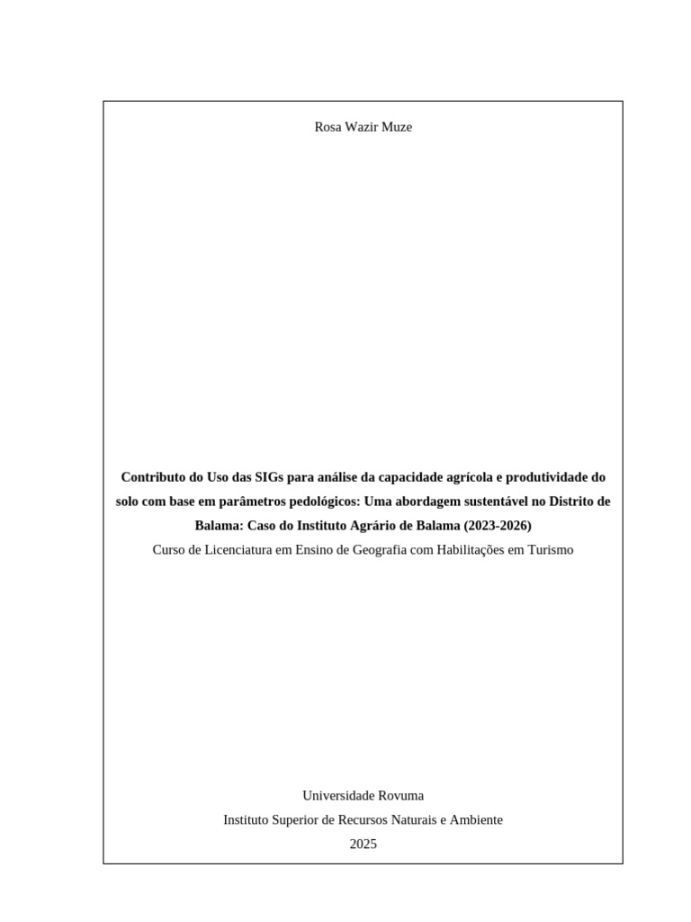 Rosa_projecto_2025 | PDF | Solo | Sistema de informações geográficas