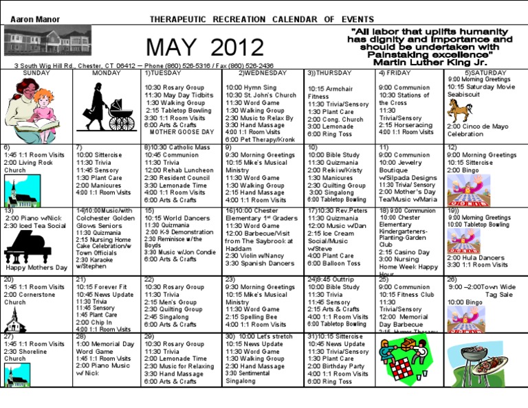 May 2012 Therapeutic Recreation Calendar | PDF | Religion & Spirituality