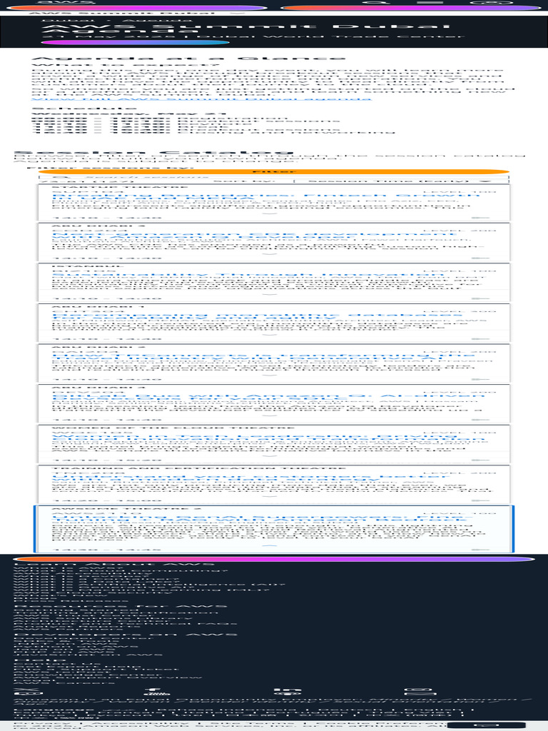 Agenda - AWS Summit Dubai 2025 | PDF | Amazon Web Services | Artificial ...
