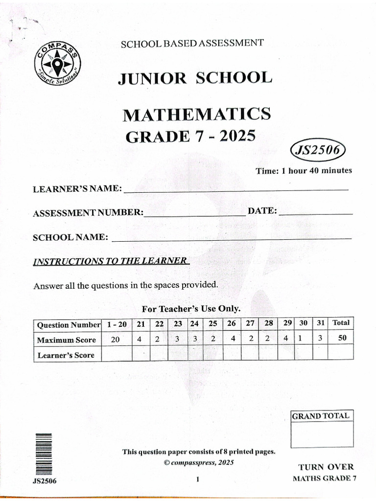 Grade 7 Holiday Assignment | PDF