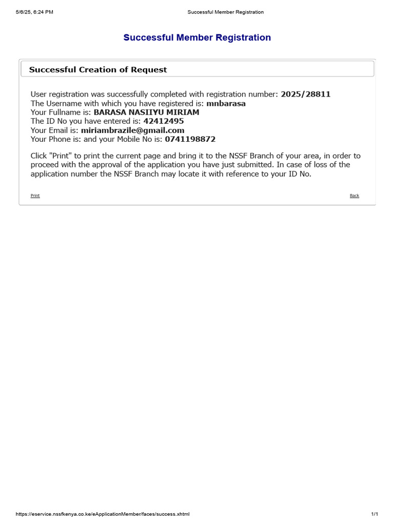Successful User Registration Confirmation | PDF
