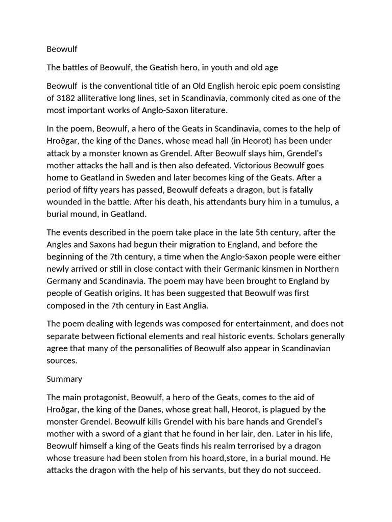 Beowulf: Epic Battles of a Hero | PDF | Beowulf | English Heroic Legends