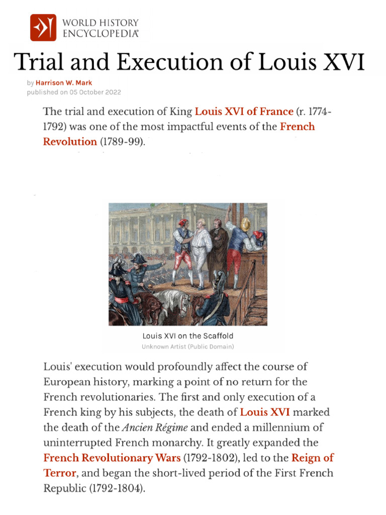 Trial and Execution of Louis XVI | PDF | French Revolution | Monarchy