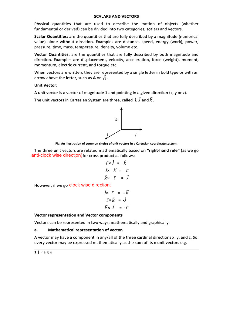 Unit 2 - Scalars and Vectors | PDF