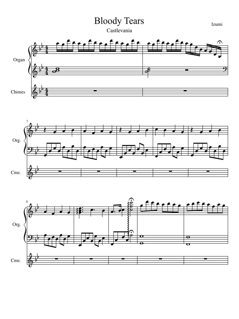 Castlevania Bloody Tears Organ Sheet | PDF