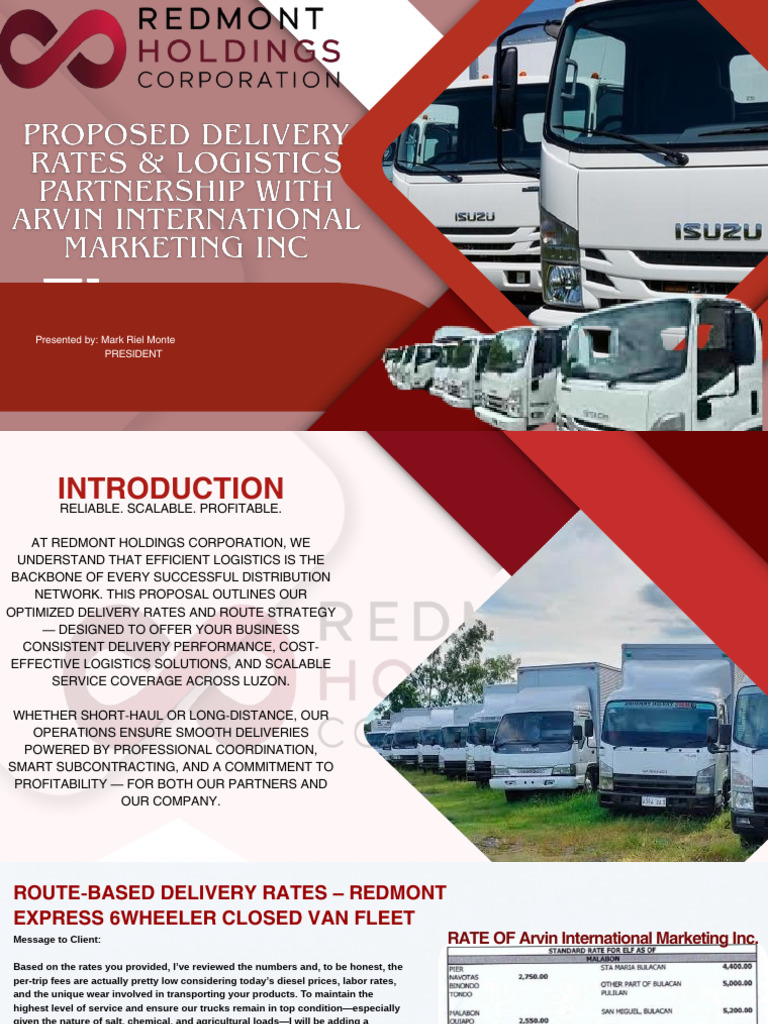 Redmont Logistics Proposal for Arvin Inc. | PDF | Truck | Profit ...