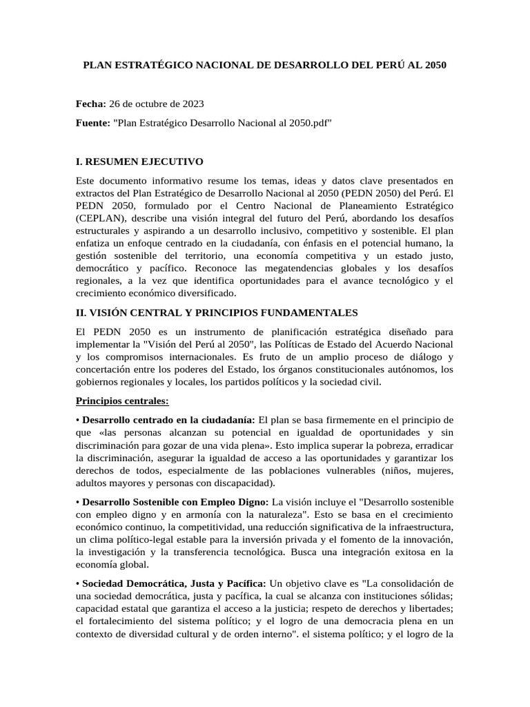 Plan 2050 - Resumen | PDF | Sustentabilidad | Planificación estratégica