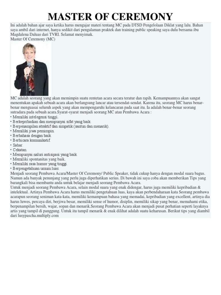Master of Ceremony | PDF