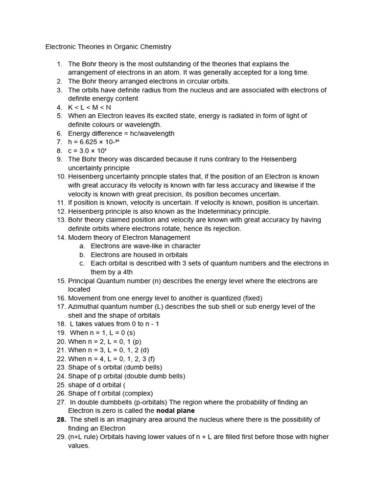 CHM111 Electronic Theories in Organic Chemistry | PDF | Theoretical ...