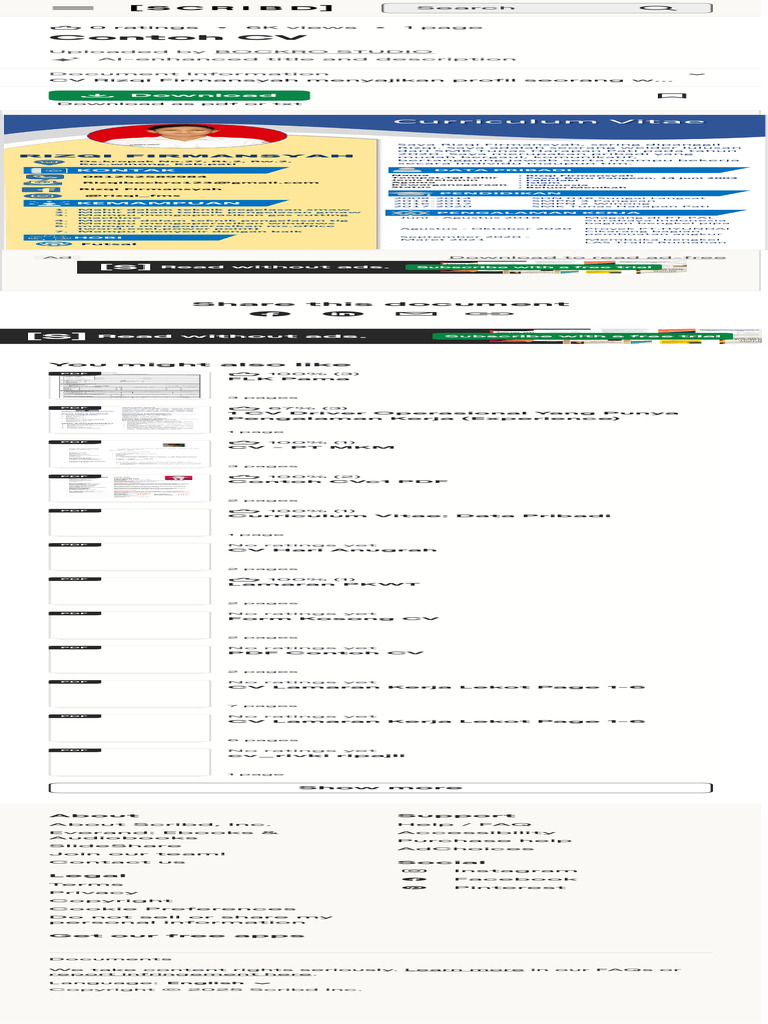 Contoh CV PDF | PDF | Scribd | Internet