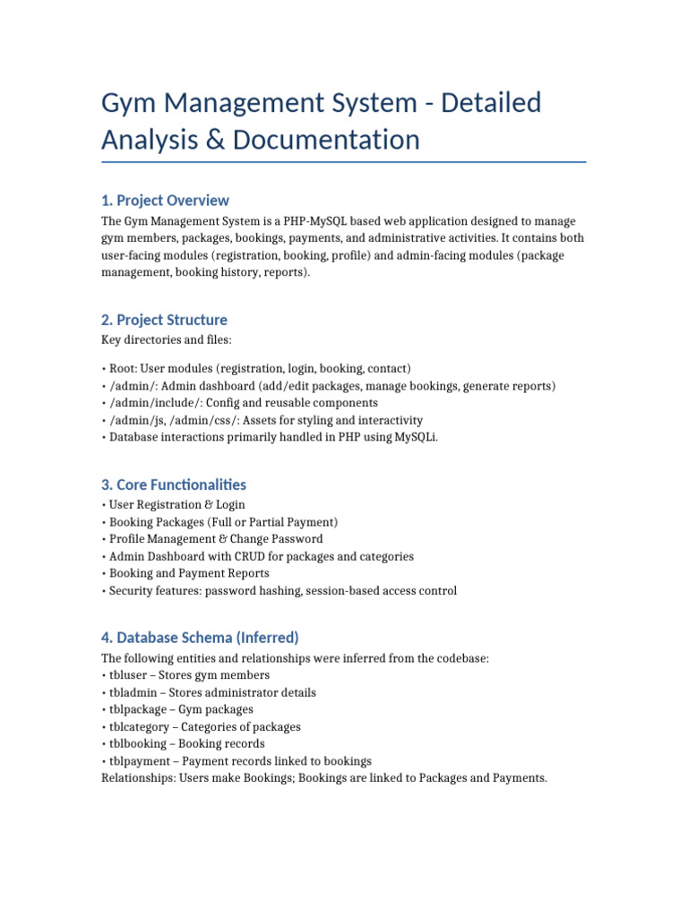 Gym Management System Analysis | PDF | Databases | Computing