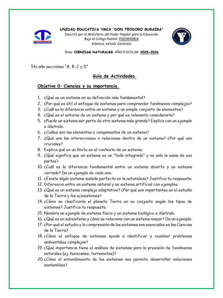 Cs. TIERRA 5TO AÑO GUÍA DE ACTIVIDADES | PDF | Tierra | Sistema