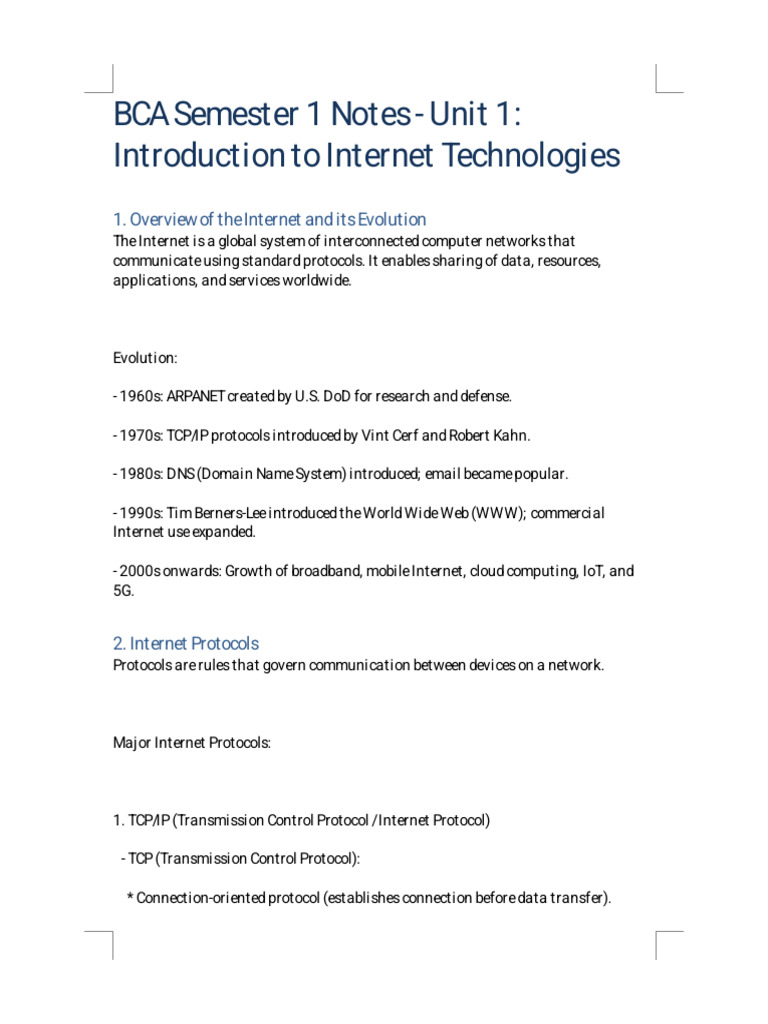Internet Technologies Overview and Protocols | PDF | Internet Protocol ...