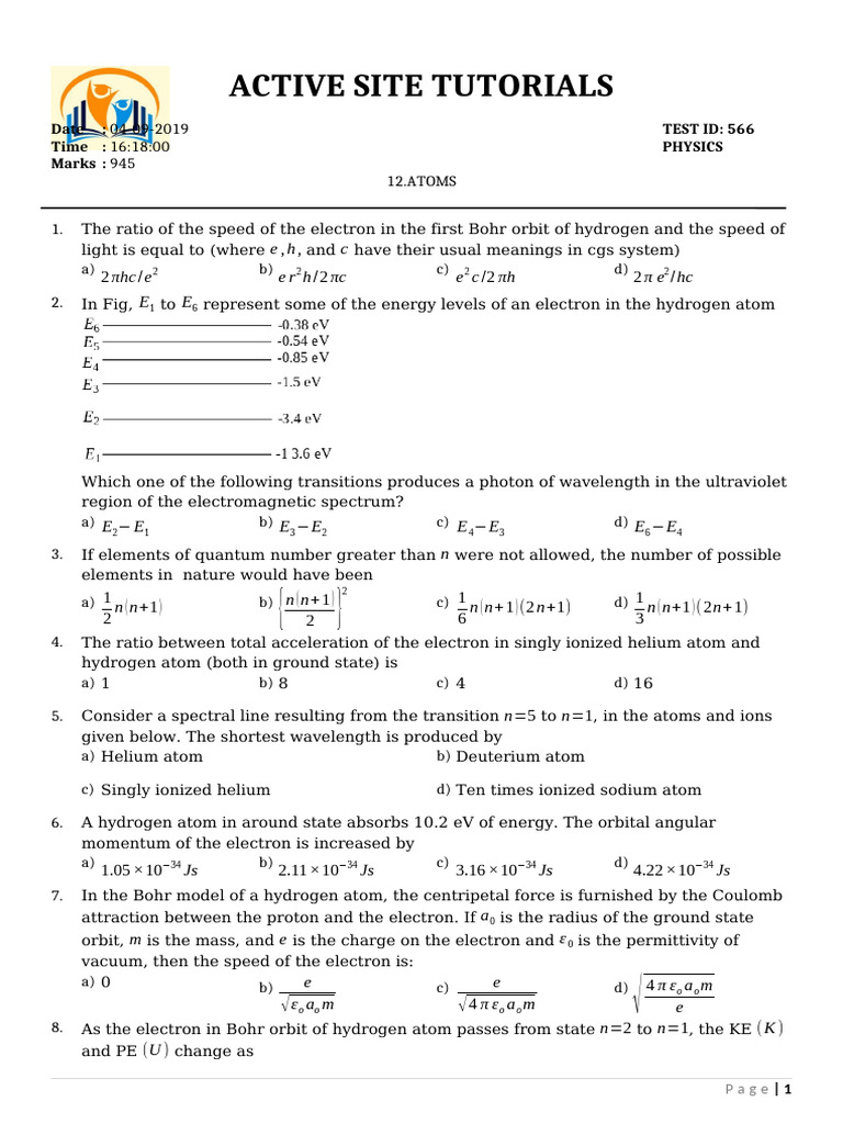 Atoms | PDF | Electron | Atoms