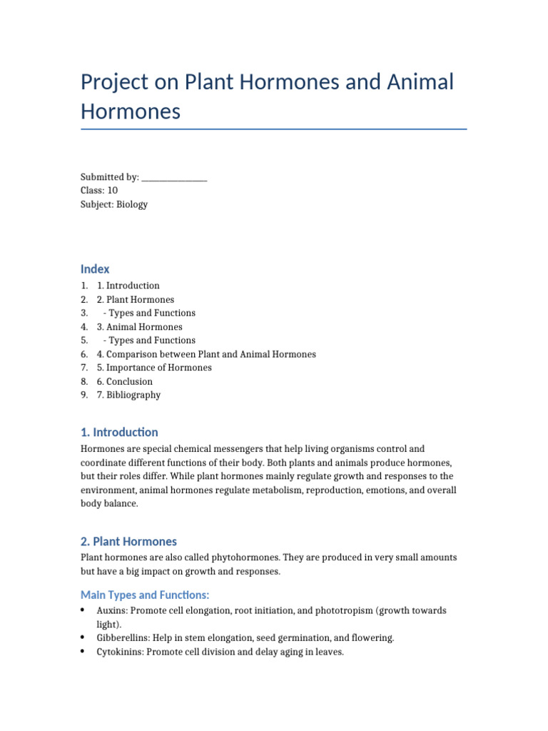 Plant and Animal Hormones Explained | PDF | Hormone | Plant Hormone
