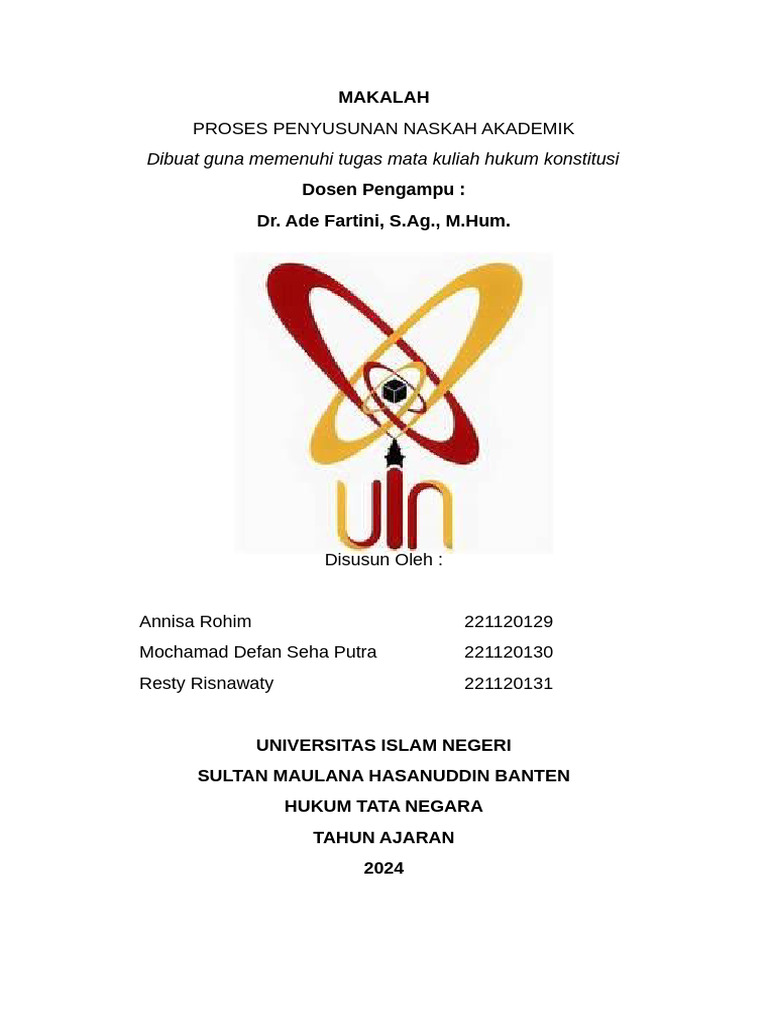 Makalah Proses Penyusunan Naskah Akademik Fixs | PDF