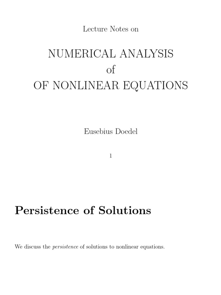NUMERICAL ANALYSIS of OF NONLINEAR EQUATIONS Doedel | PDF | Eigenvalues And Eigenvectors ...
