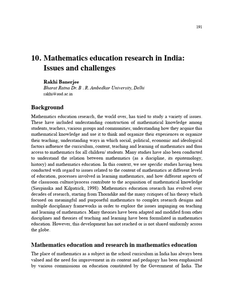 Challenges in Mathematics Education Research | PDF | Mathematics | Teachers