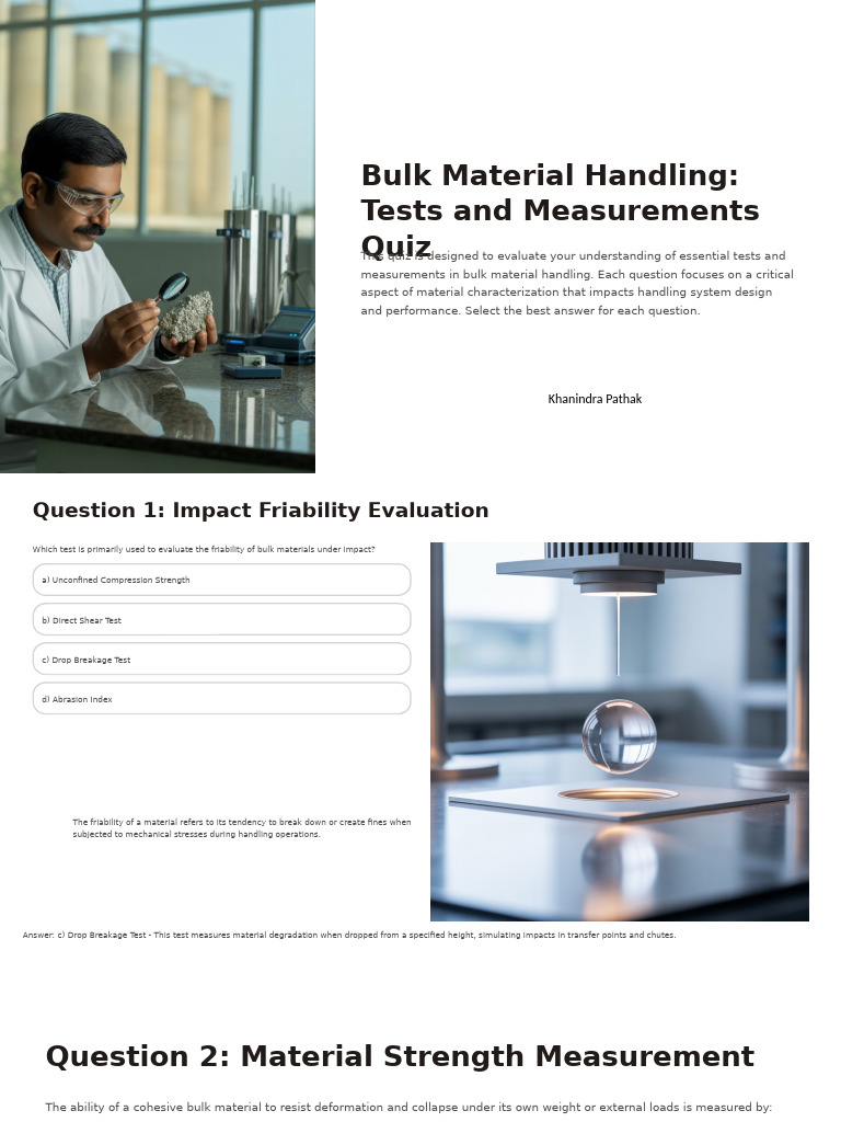 Bulk Material Handling Quiz: Tests & Measurements | PDF | Wear | Friction