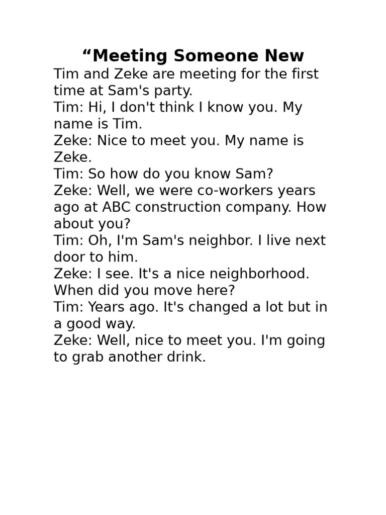 Meeting Someone New. SPK | PDF
