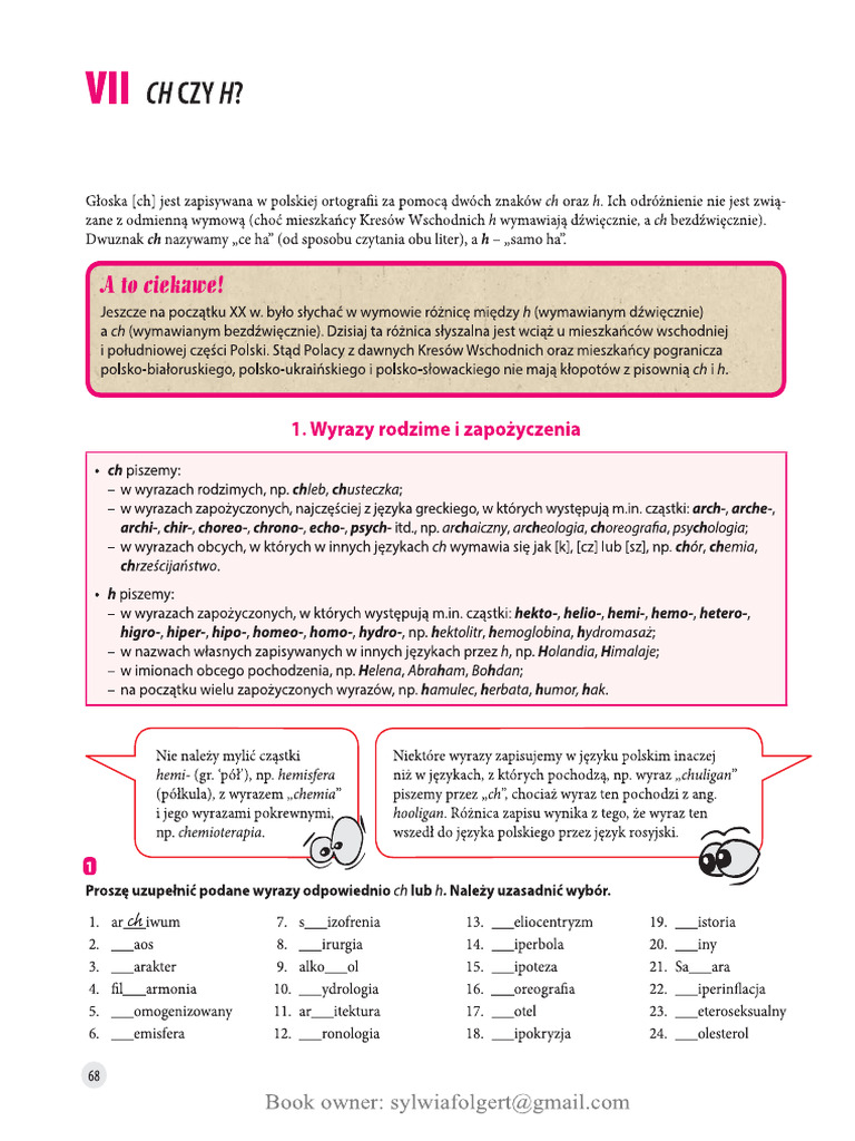 Pisownia Chy Czy H | PDF
