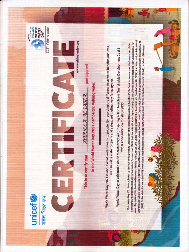 Unicef Certificate | PDF