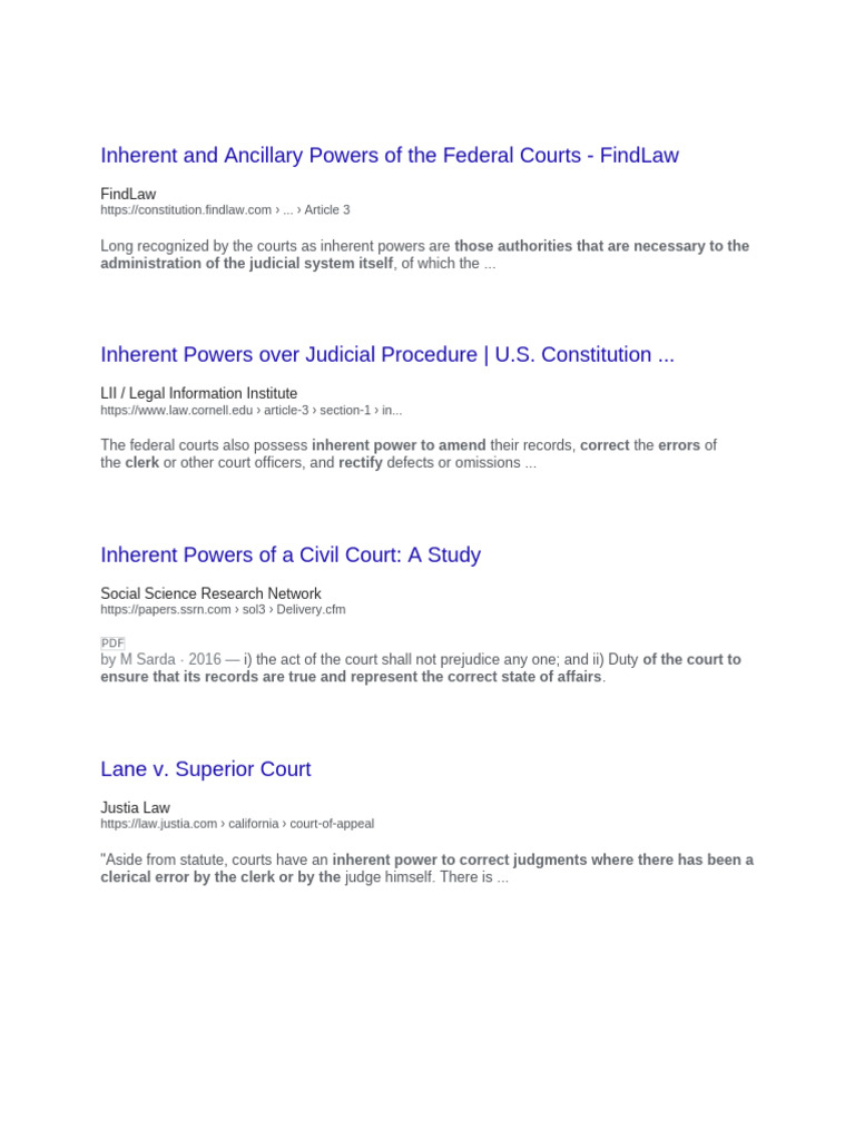 Inherent Powers of Federal Courts Explained | PDF