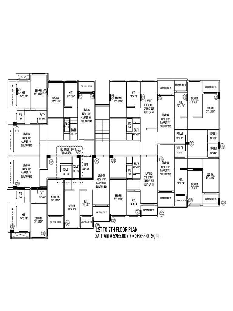 1st to 7th Floor Plan Layouts | PDF