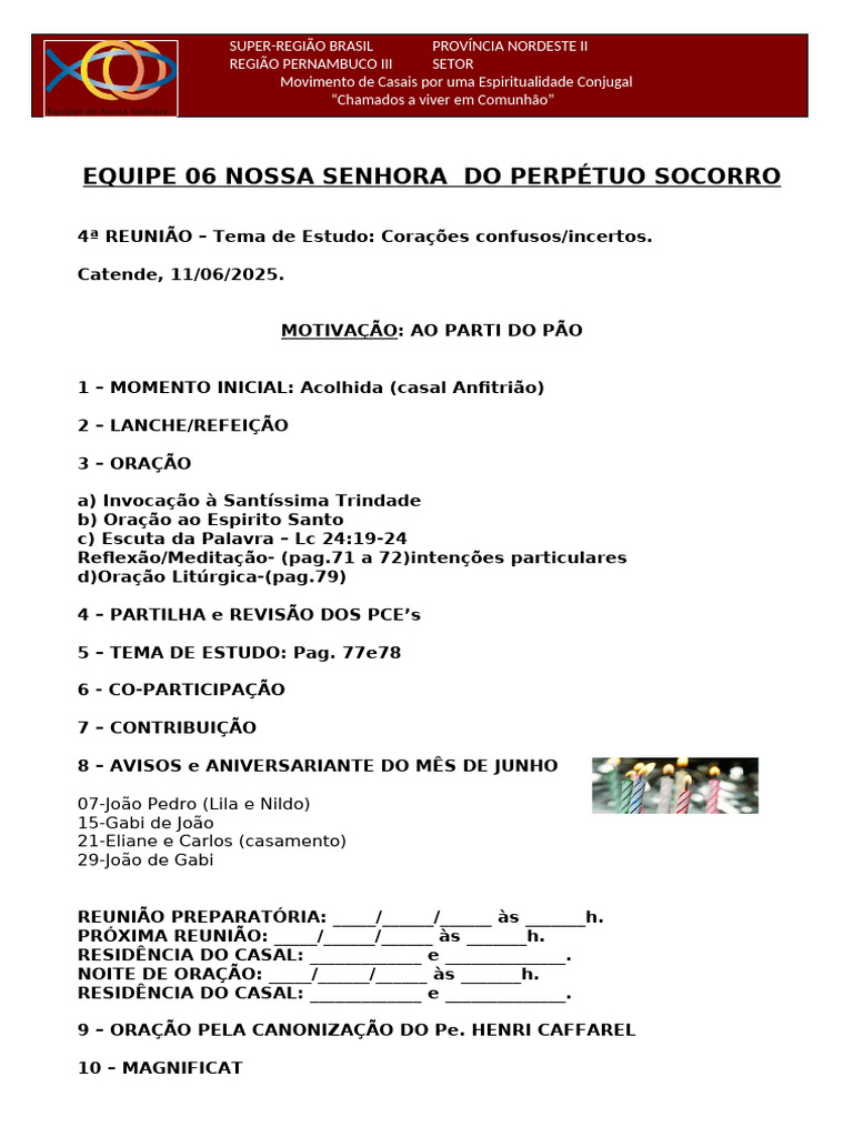 Modelo - Pauta Reunião de Equipe 2025 | PDF