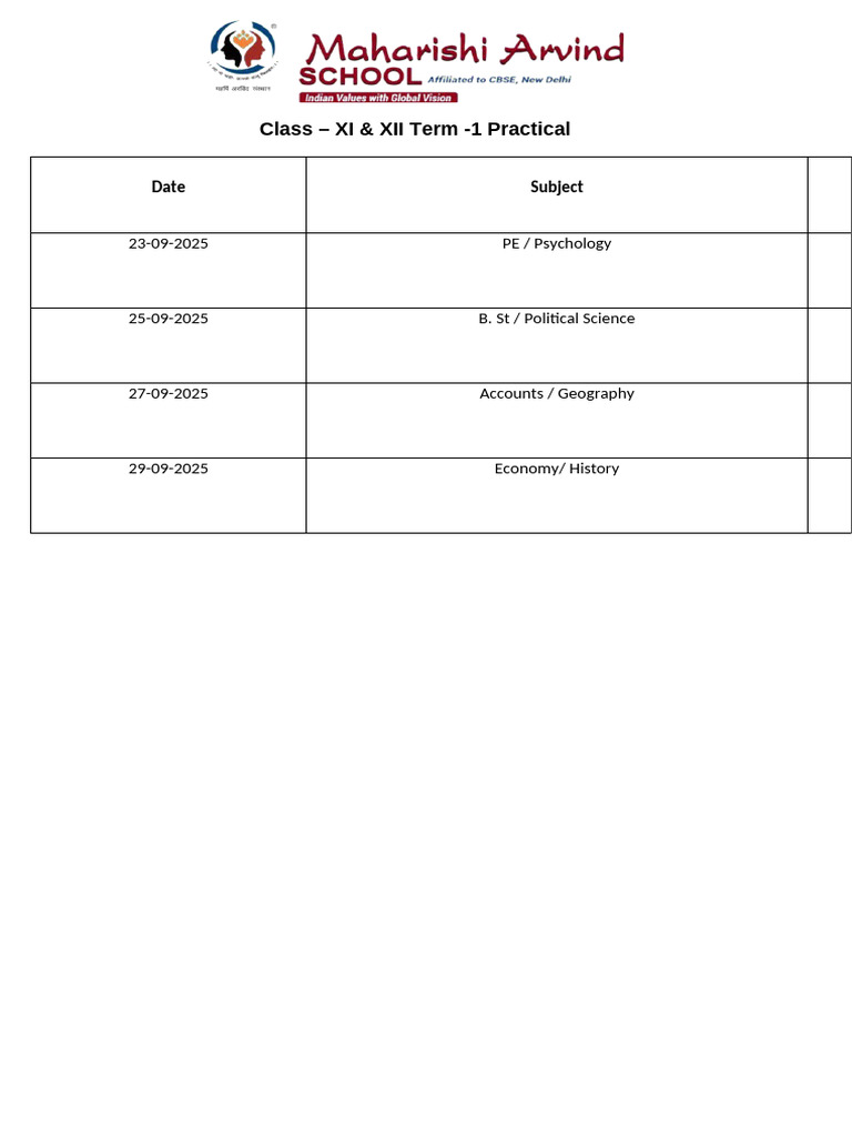 Class 11 and 12 Pratical Datesheet Com | PDF