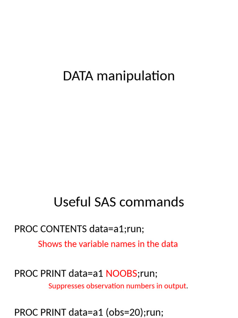 Essential SAS Data Manipulation Commands | PDF | Analysis Of Variance ...