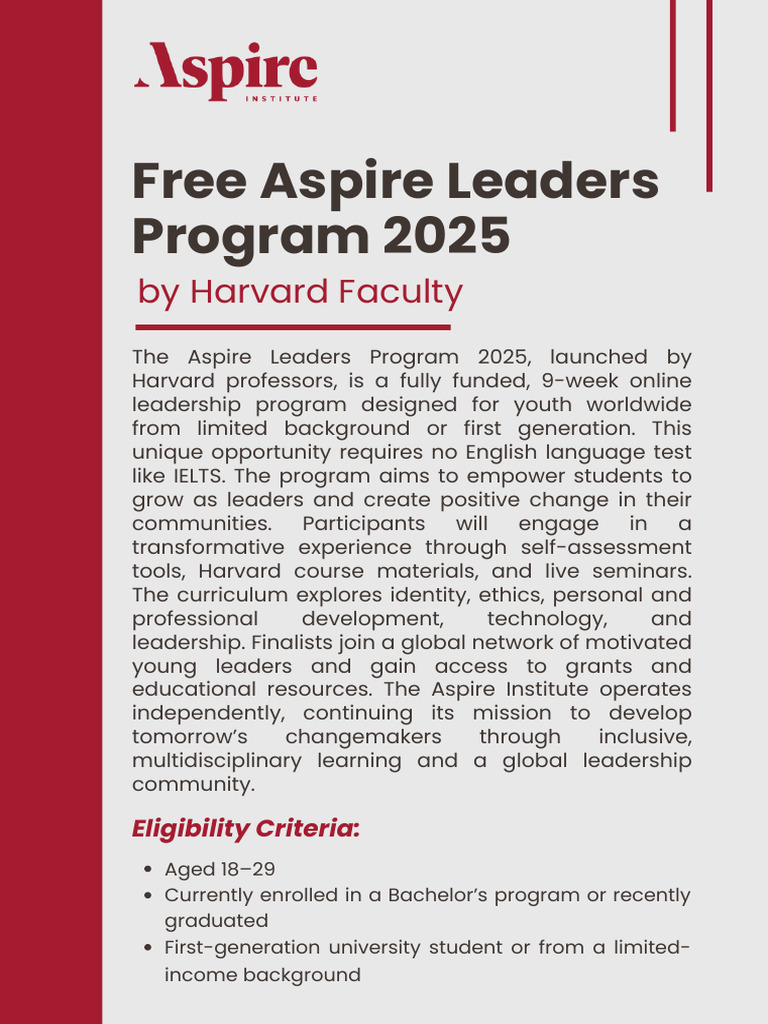 Free Aspire Leaders Program 2025 by Harvard Faculty | PDF
