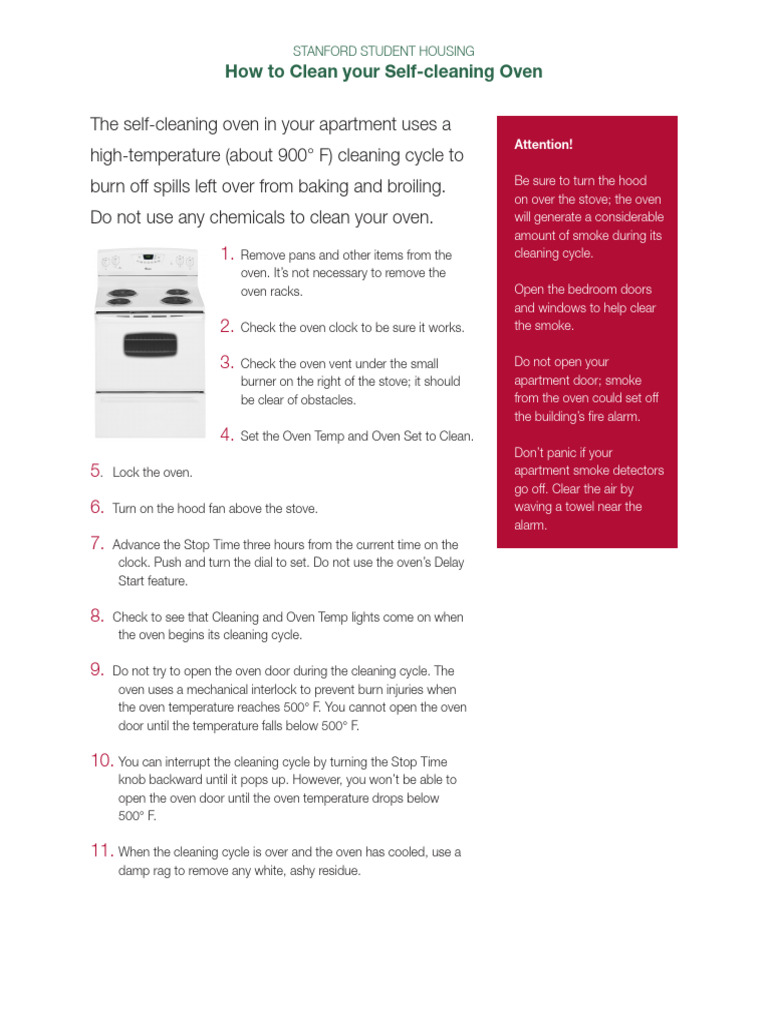 Self-Cleaning Oven Instructions | PDF | Oven