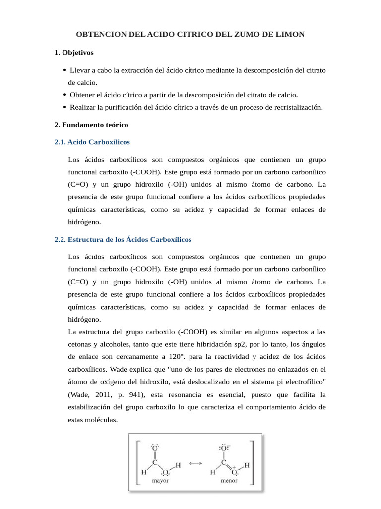 Obtención de ácido cítrico del limón | PDF | Ácido | Ácido carboxílico