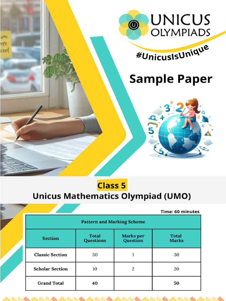 UMO Sample Paper For Class 5 | PDF | Mathematics | Elementary Geometry