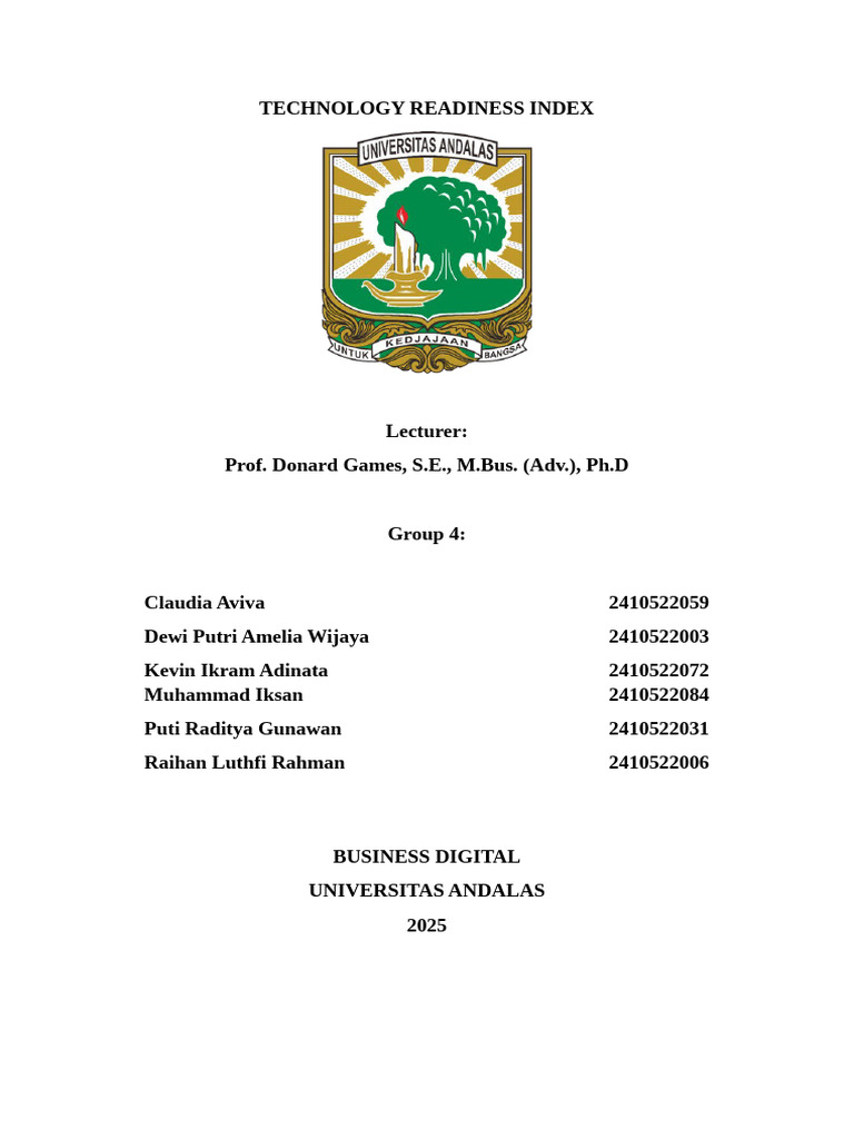 Technology Readiness Index | PDF | Millennials | Optimism