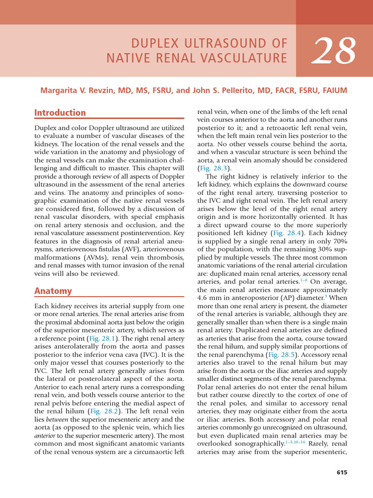 Duplex Ultrasound of Renal Vessels | PDF | Kidney | Aorta