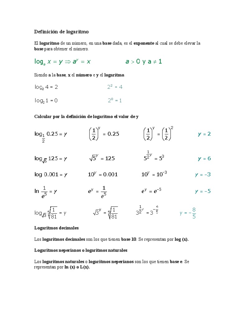 Definición de Logaritmo | PDF