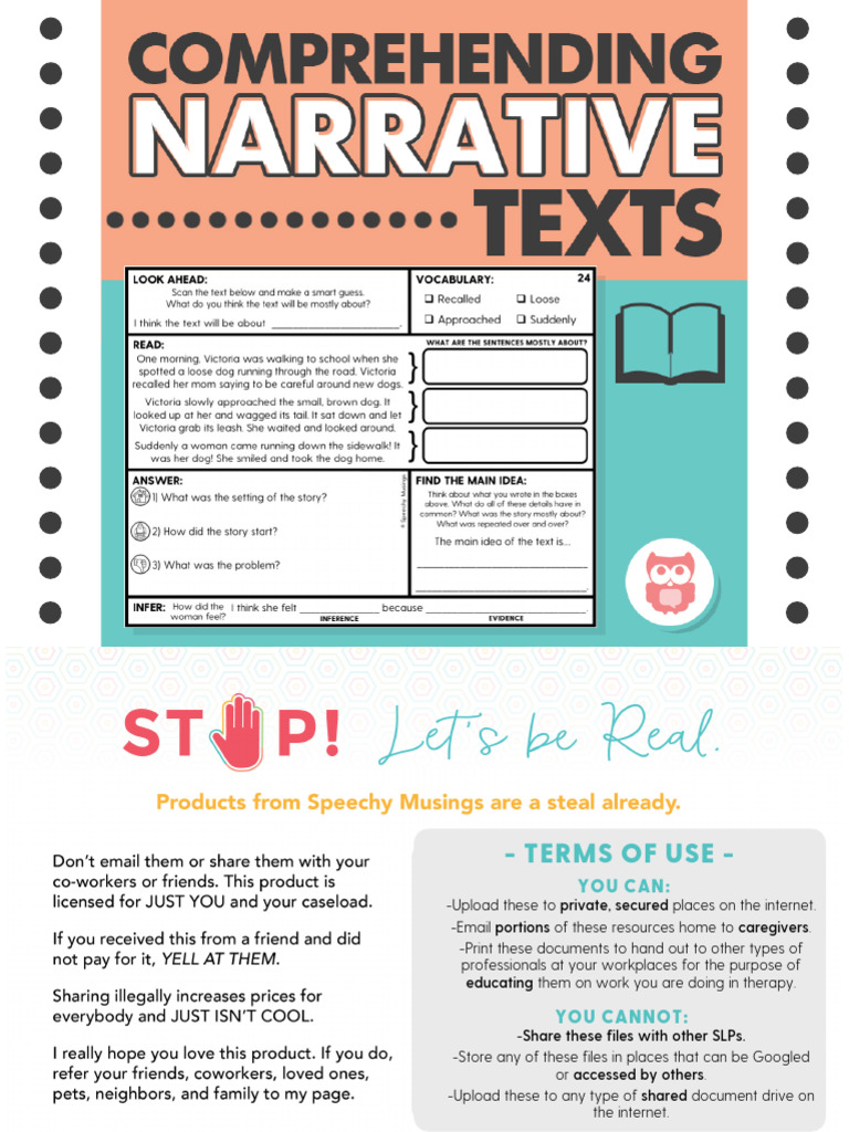 Main Idea Worksheets for SLPs | PDF | Reading Comprehension
