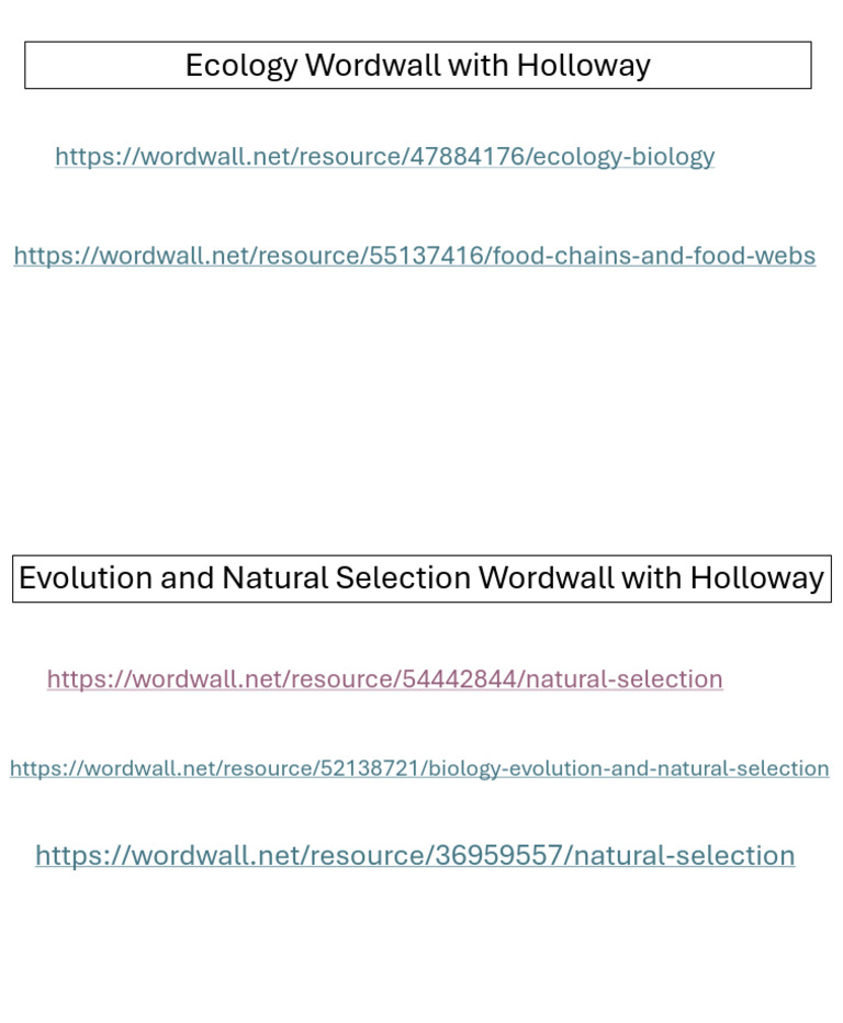 BROOKLYNE HAYES - Ecology and Evolution Wordwall Practice | PDF