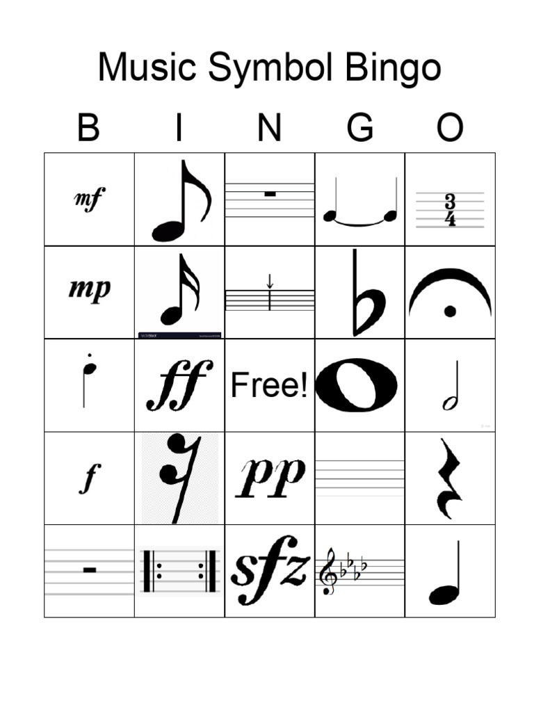 Music Symbol Bingo | PDF | Notation | Gambling Games