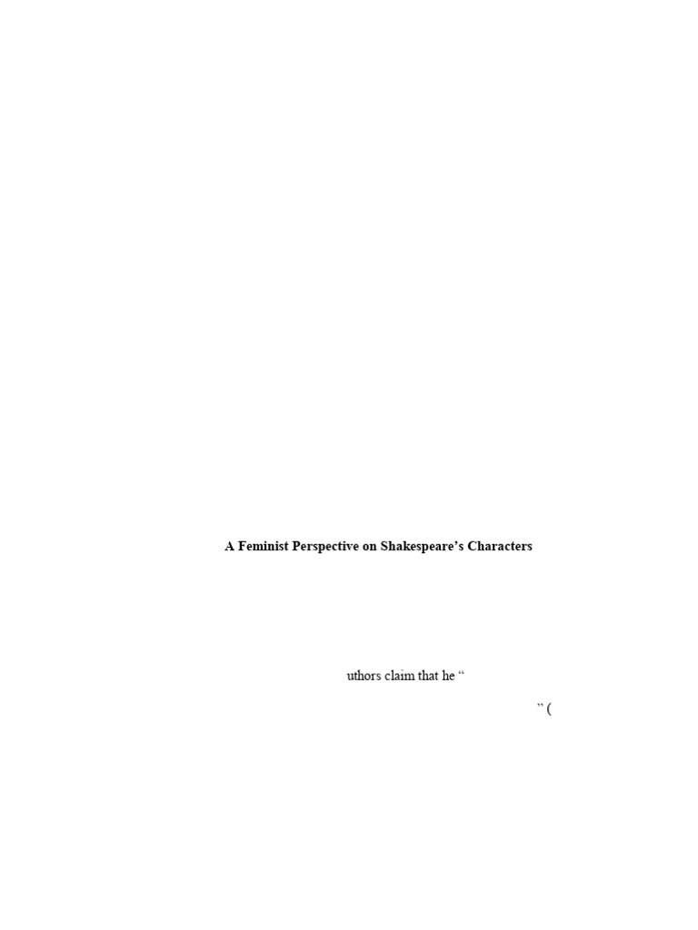 An Analysis of Shakespeares Macbeth From A Feminist Perspective | PDF ...