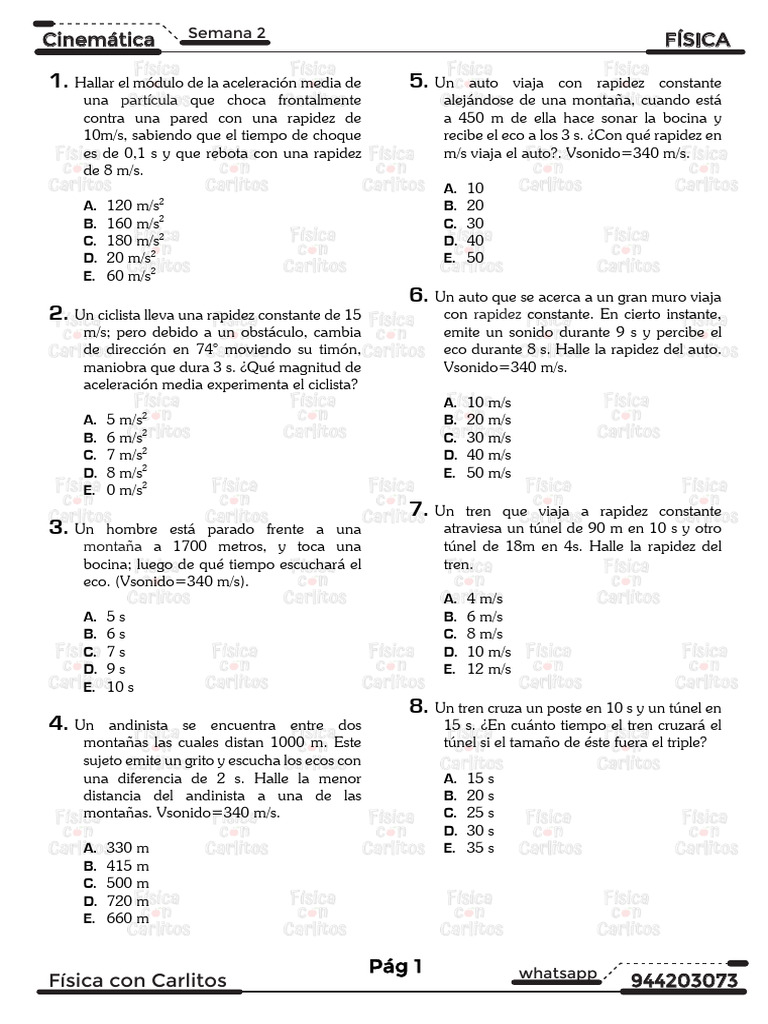 Sem 2 - Cinemática - Mru - Práct 1 | PDF