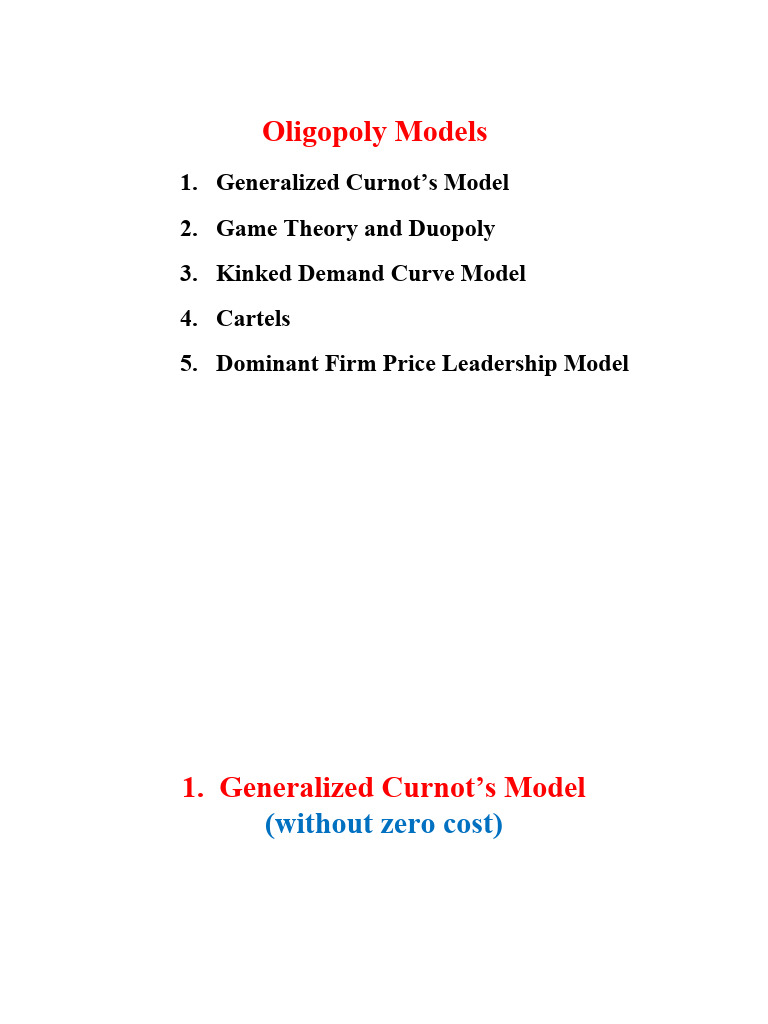 Oligopoly Models: Key Theories Explained | PDF | Demand | Elasticity ...